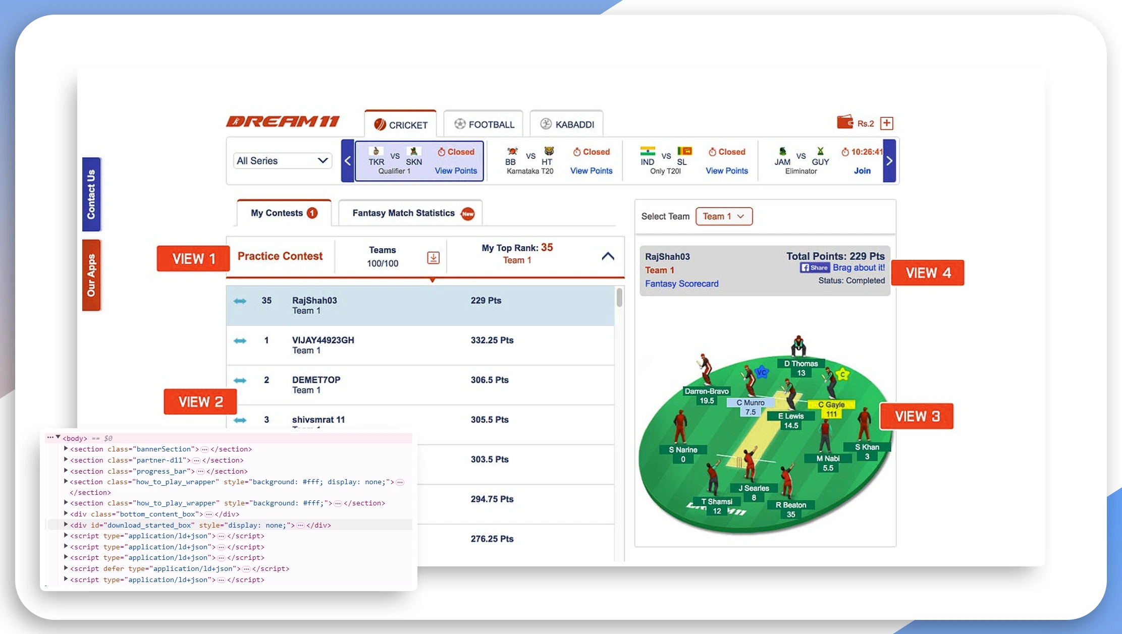 Web Scraping Dream11 API for Real-time Sports Data